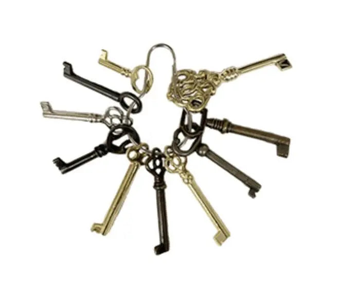 Skeleton Key Set 10 Keys Antique Furniture Locks K-KY10S - Hardware ...
