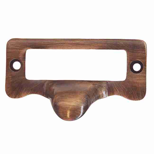 ANTIQUE BRASS FINISHED CAST BRASS FILE CARD LABEL HOLDER WITH PULL BM ...